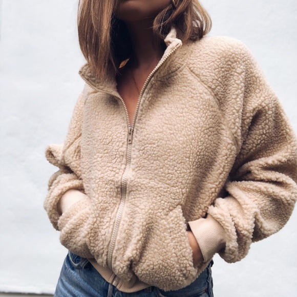 Jackets & Coats | Teddy Zip Up Jacket Allie Beige | Poshmark